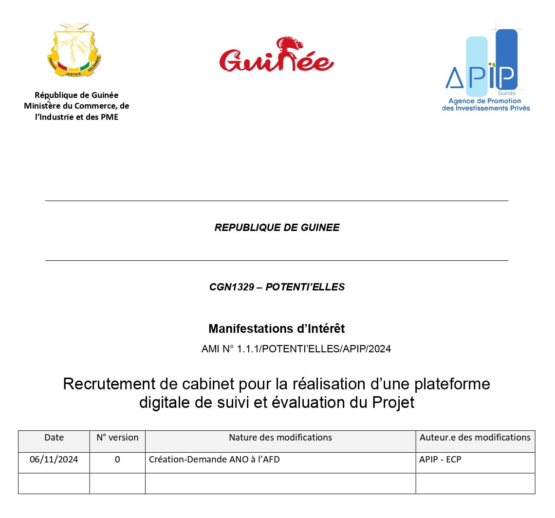 Recrutement de cabinet pour la réalisation d’une plateforme digitale de suivi et évaluation du ...
