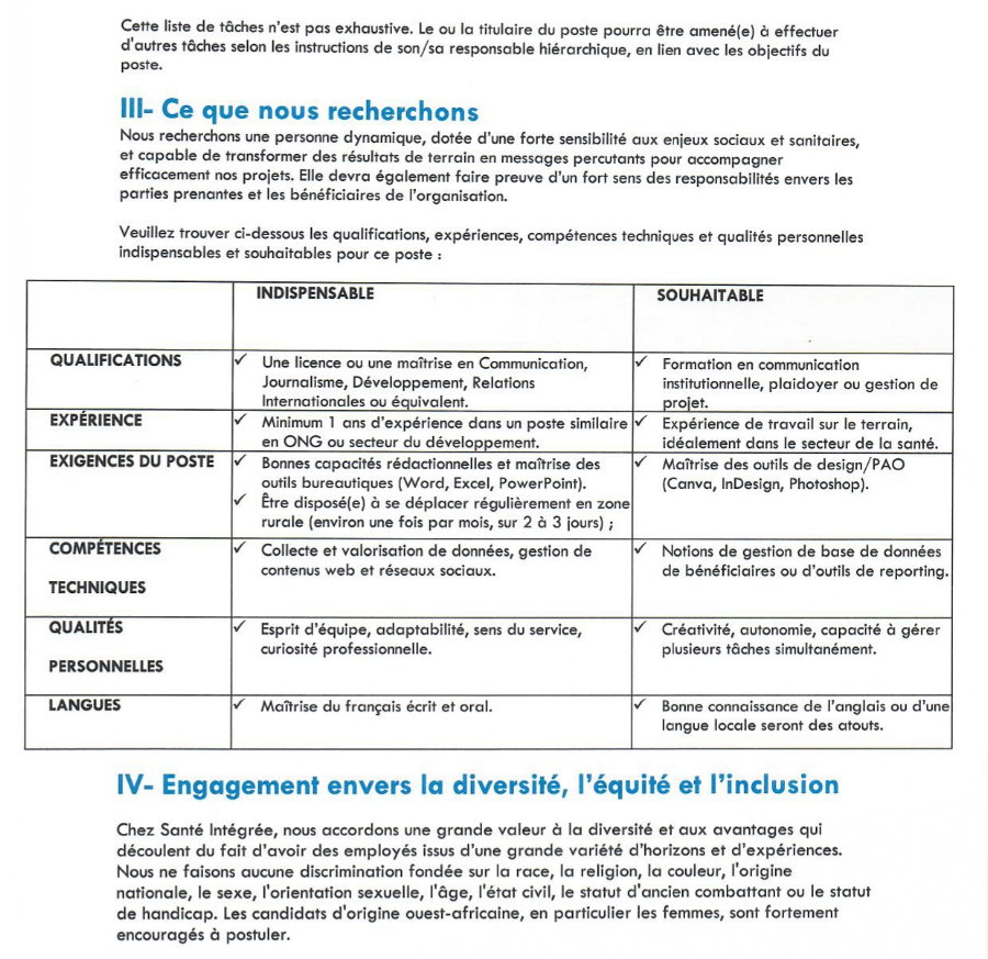 Recrutement d'un(e) Assistant(e) de la Communication et Développement
